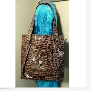 Gal | Bags | Gal Faux Alligator Tote Bag Brown Shoulder Purse | Poshmark